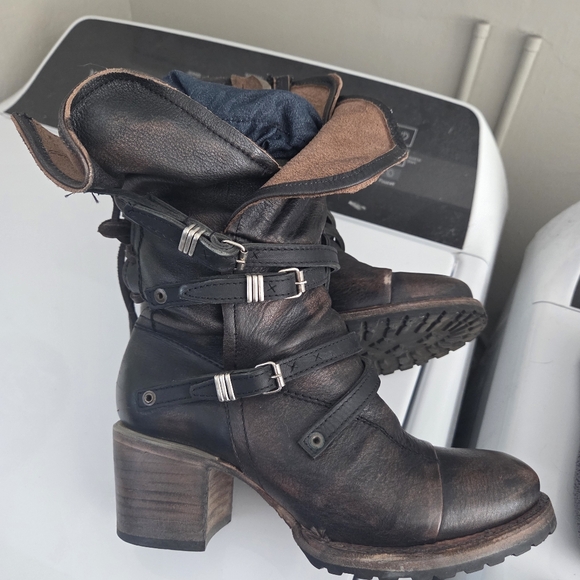 freebird | Shoes | Freebird Black And Brown Leather Moto Boots | Poshmark